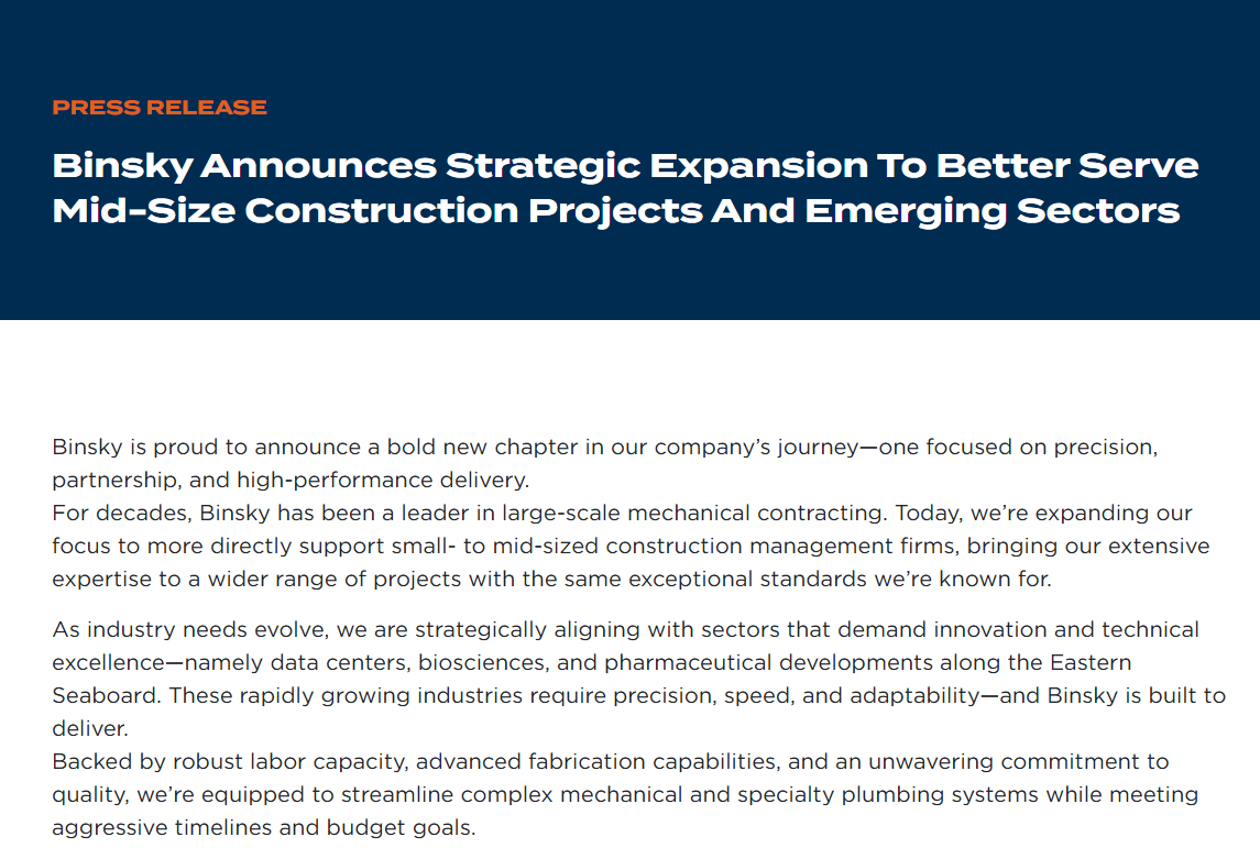 Binsky Announces Strategic Expansion To Better Serve Mid-Size ...